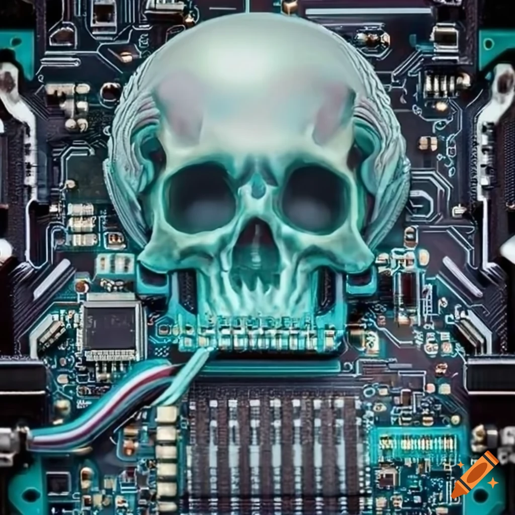 Motherboard chip with skull on Craiyon