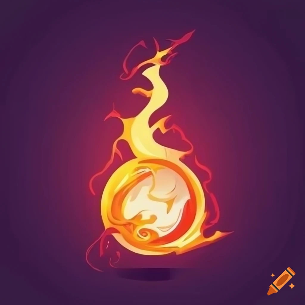 Arcane runic fire god epic logo illustration in vector format on Craiyon