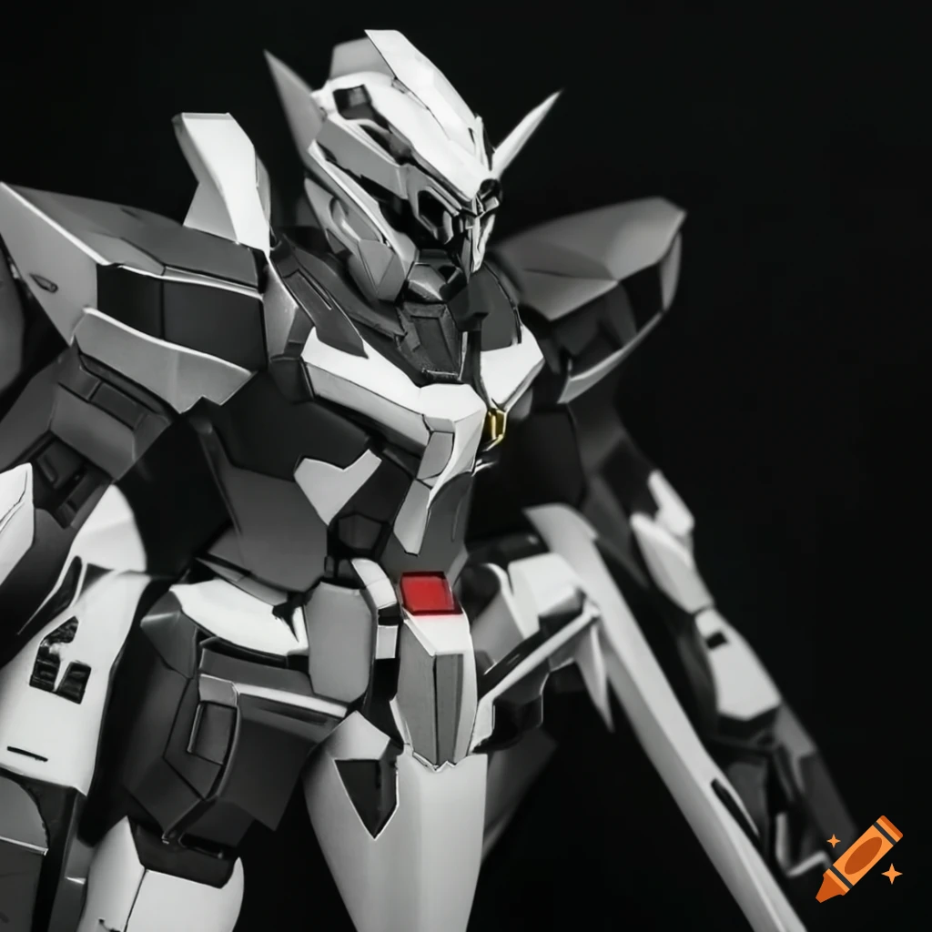 Sleek gundam exia with black and white design on Craiyon