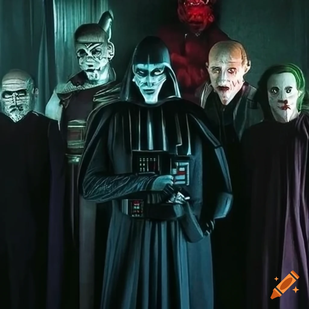 Iconic movie bad guys group photo with Voldemort, Darth Vader, Michael ...