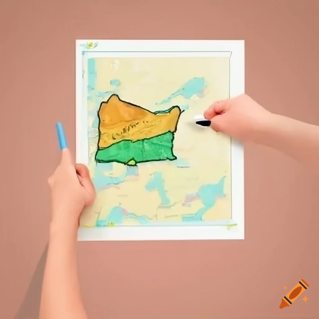 Person drawing a border on a map on Craiyon