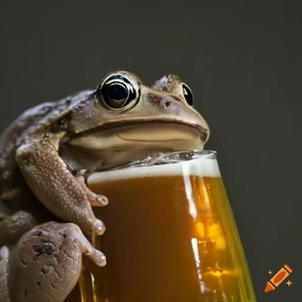 Cowboy frog enjoying a beer on Craiyon