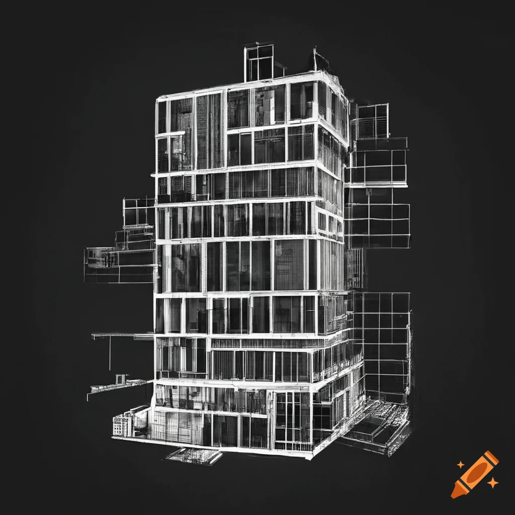 Architectural blueprint of a ten-storey underground research institute ...