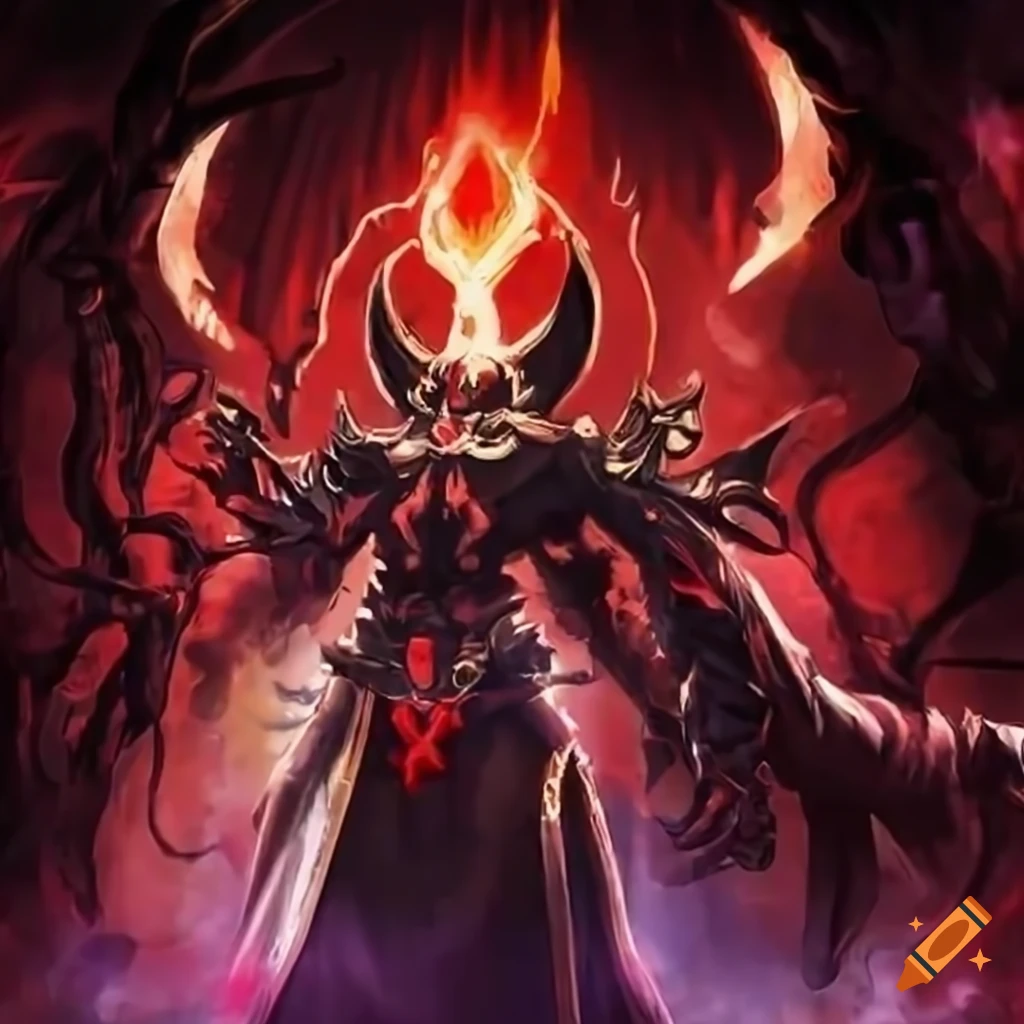 Anime-style heroic priest king with demon horns and inferno savior on ...
