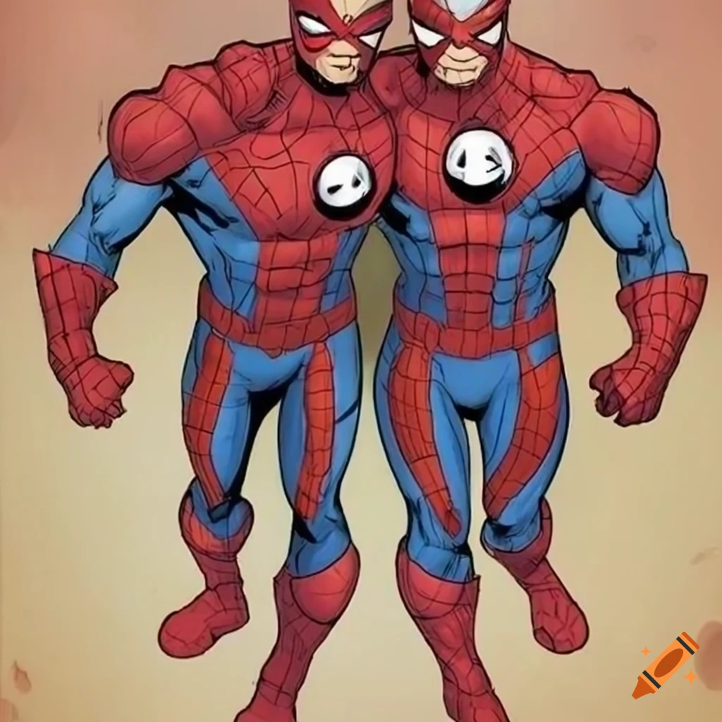 Marvel-style comic artwork of a conjoined twin with two heads on Craiyon