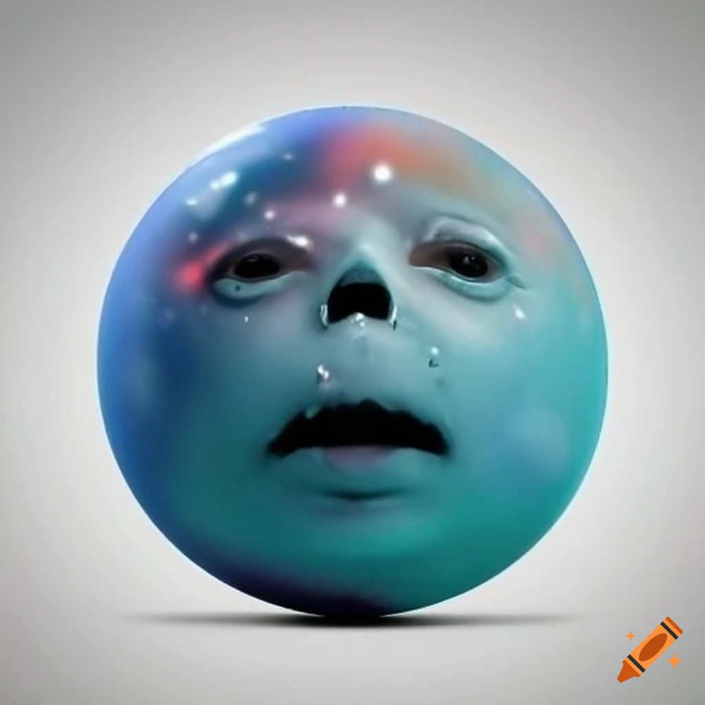 Sphere with a cloudy face depicting a feeling of dread on Craiyon