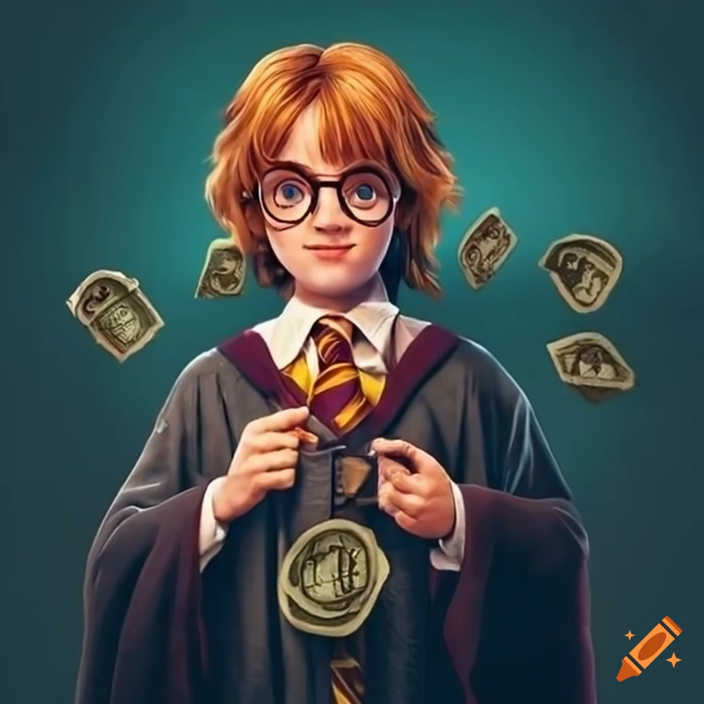 Young wizard holding money on Craiyon