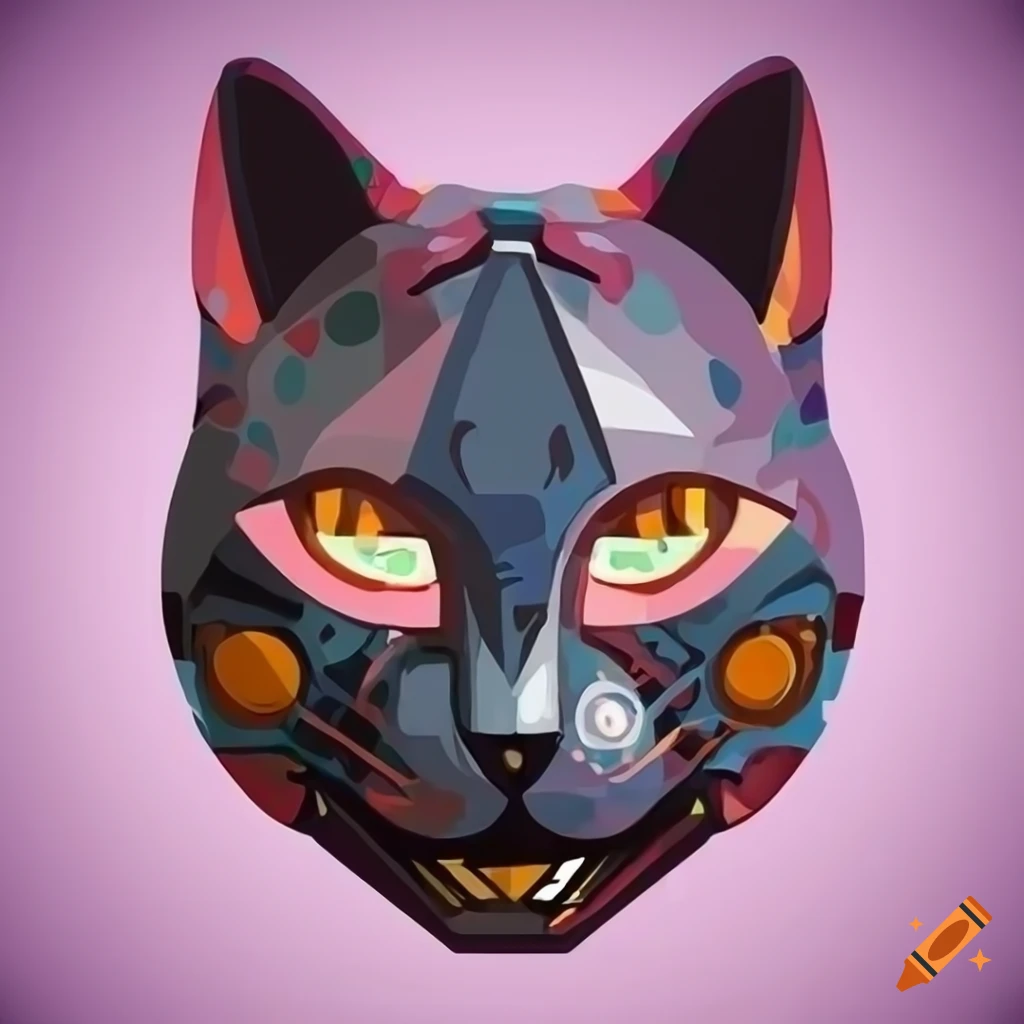 Robot cat head in wpap style art on Craiyon