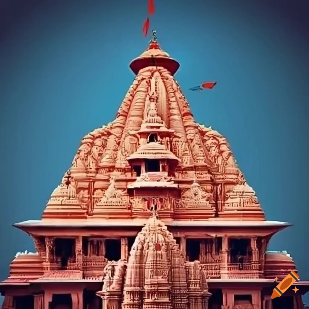 Uttar pradesh ayodhya ram mandir with hanuman flag, celebrating pran ...