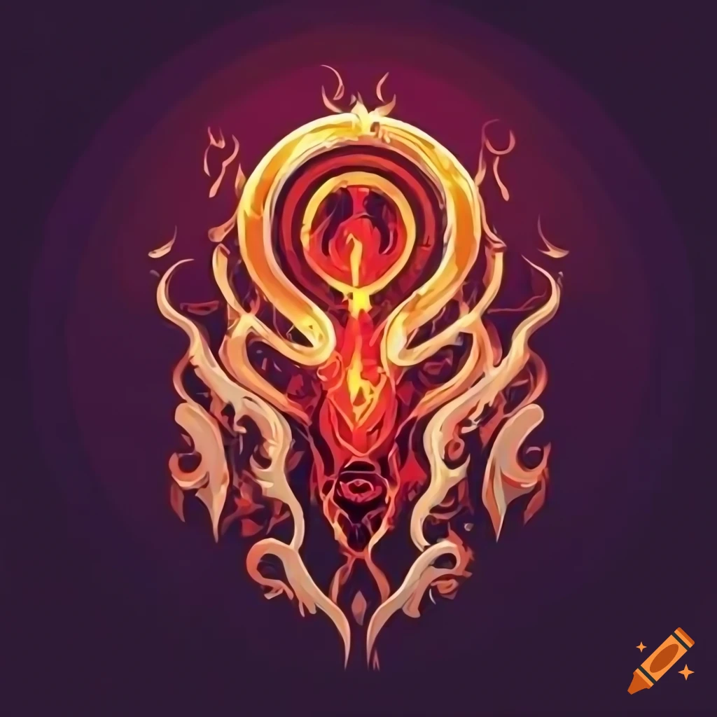 Arcane runic fire god epic logo illustration in vector format on Craiyon