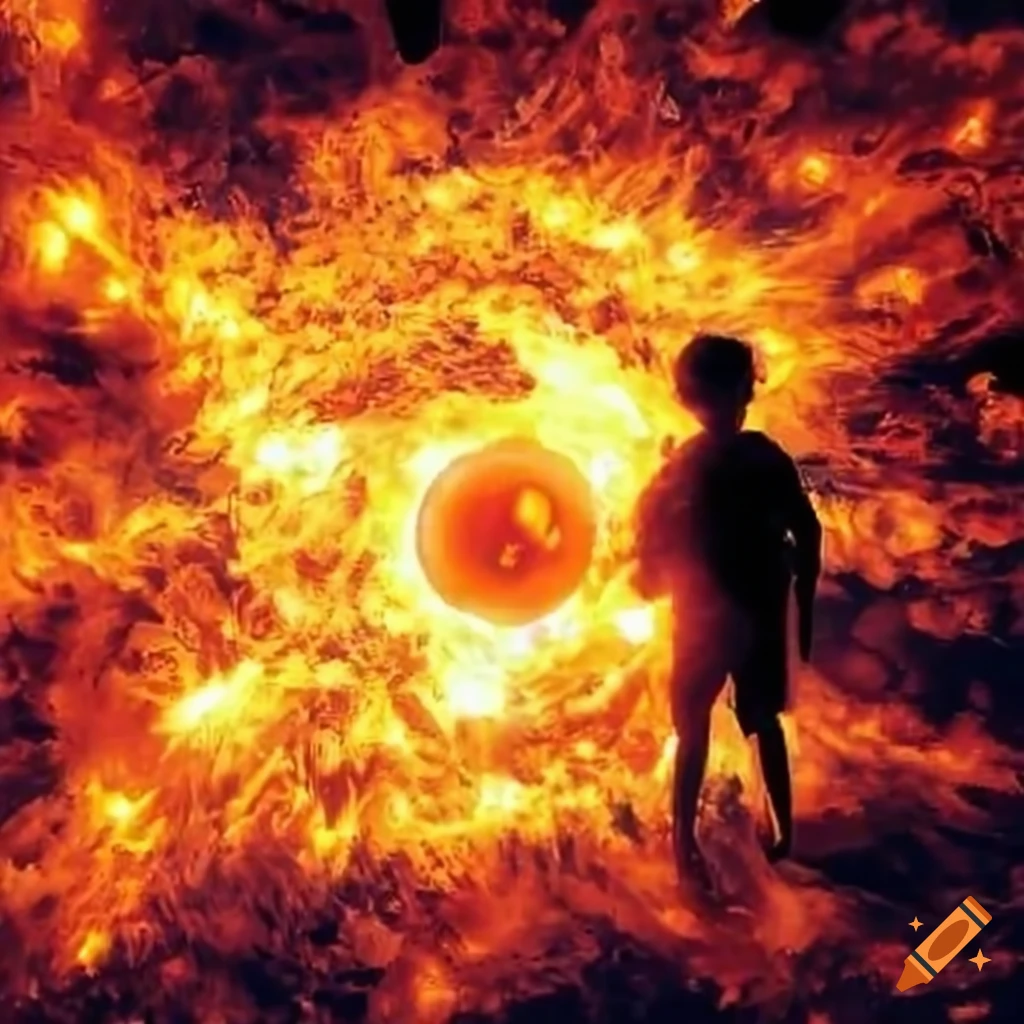 Two people watching the sun explode on Craiyon