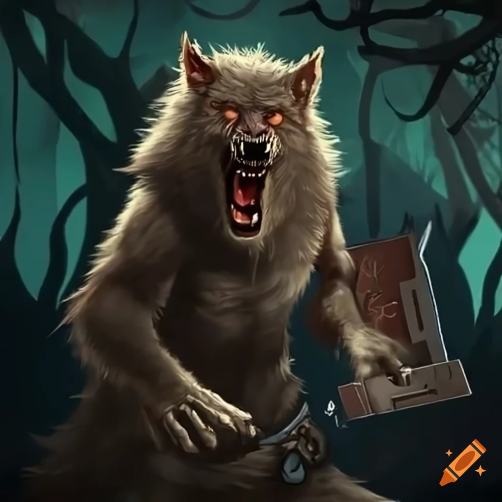 Werewolf losing his debit card on Craiyon