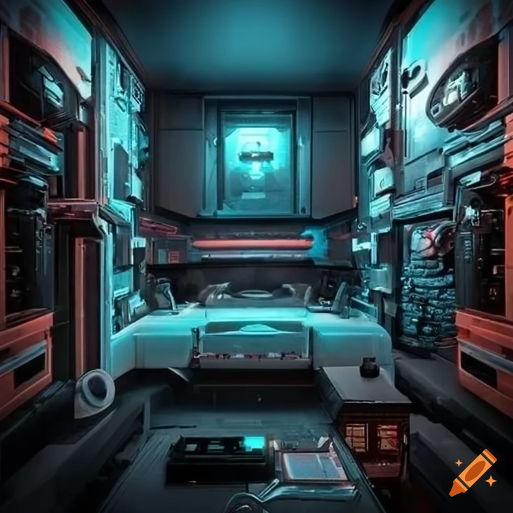 Spacious luxury nuclear bunker with king-sized bed and gaming PC in ...