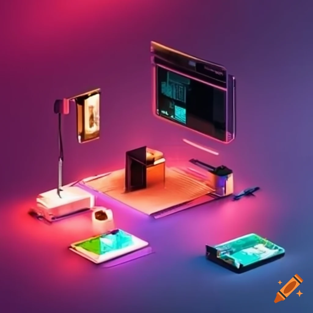 Bustling digital storefront like a high-tech store on Craiyon