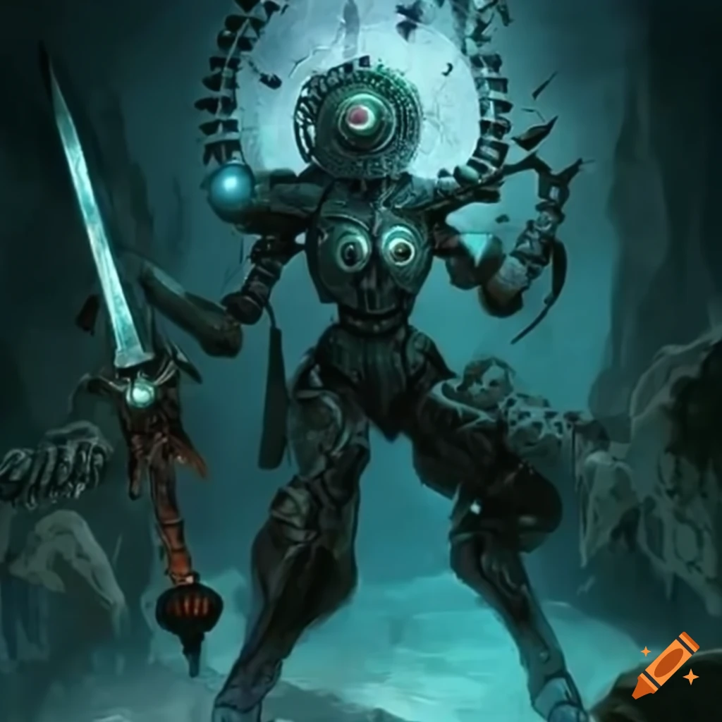 Powerful robots in a sword and sorcery setting on Craiyon