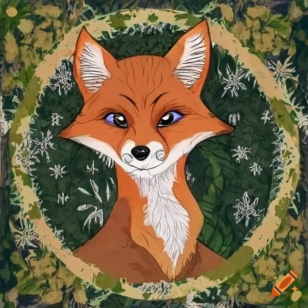 Beautiful orange fox in an enchanted forest on Craiyon