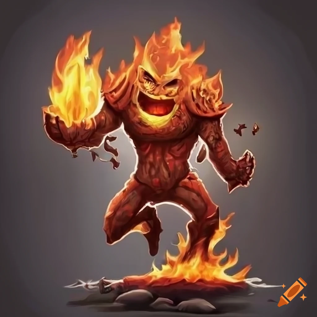 Aggressive small fire elemental in fantasy art on Craiyon