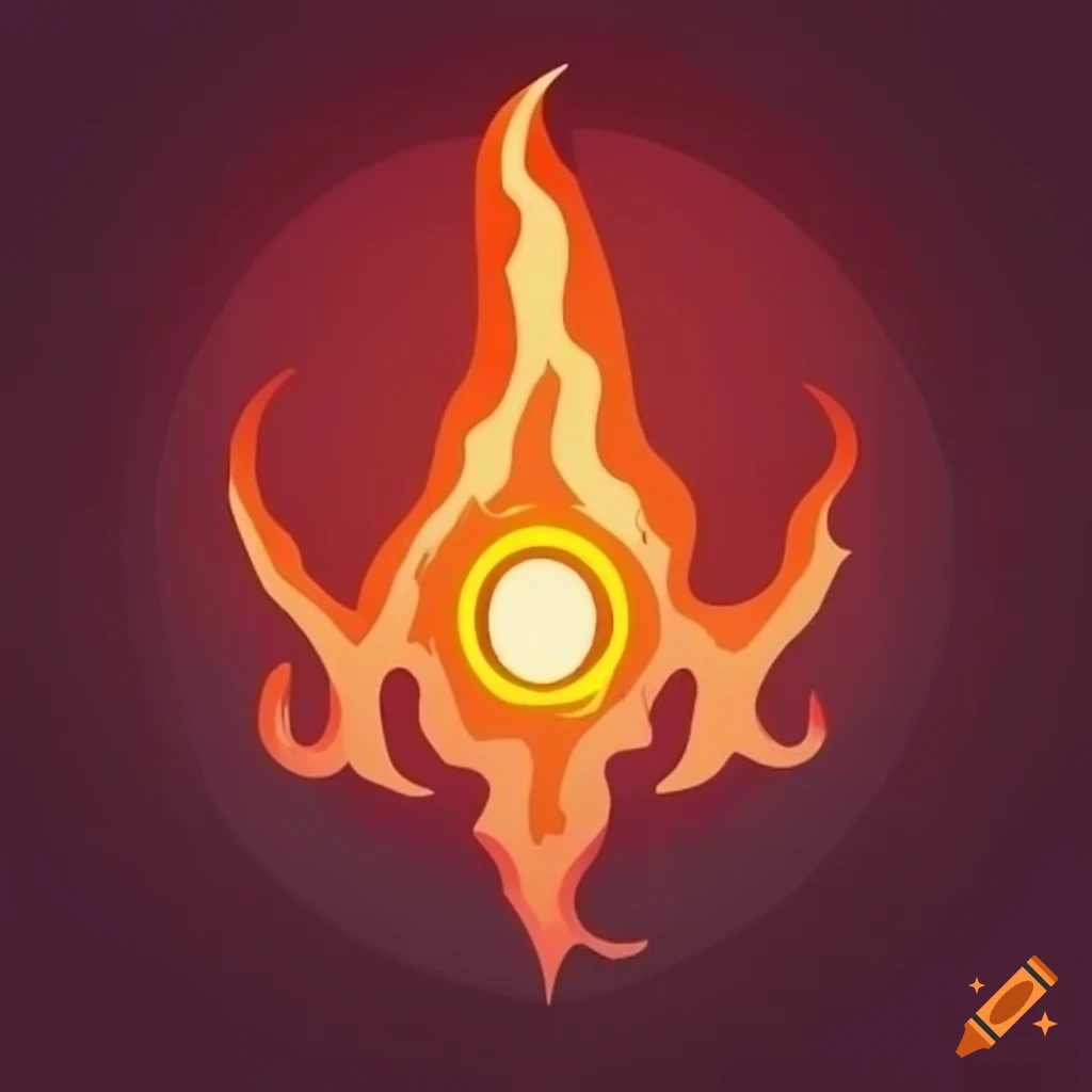 Arcane runic fire god epic logo illustration in vector format on Craiyon