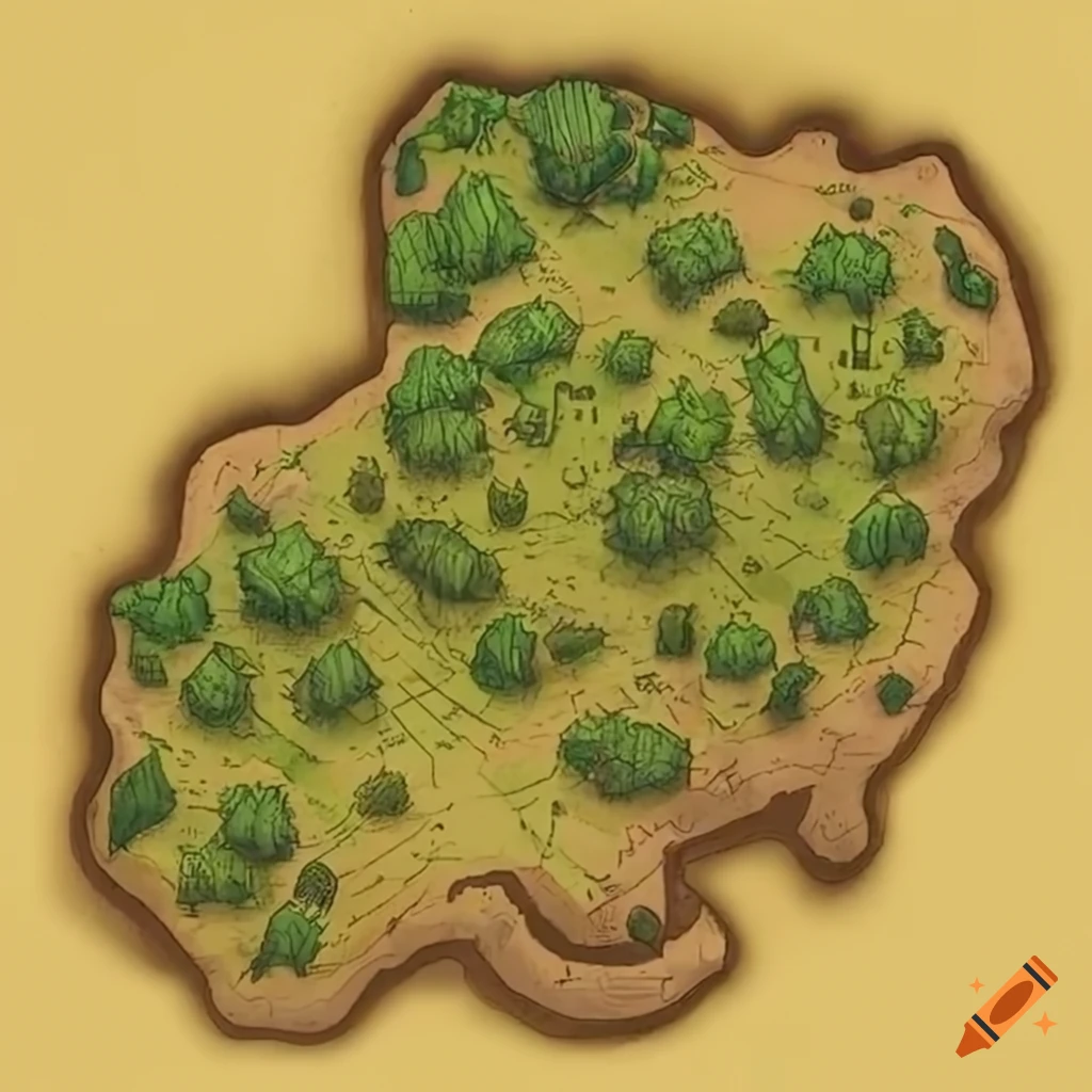 Old cartographer's map of a small forest area on Craiyon