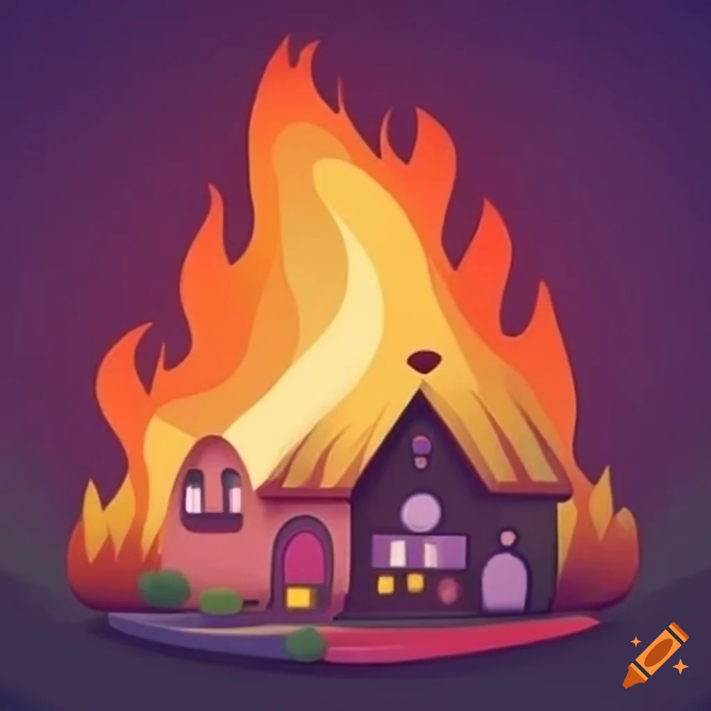 Charming house on fire as a high definition background on Craiyon