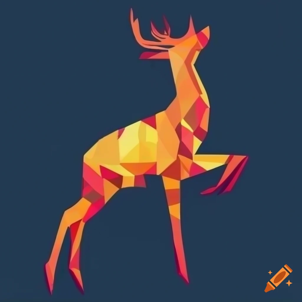 Vibrant deer illustration with geometric shapes on Craiyon