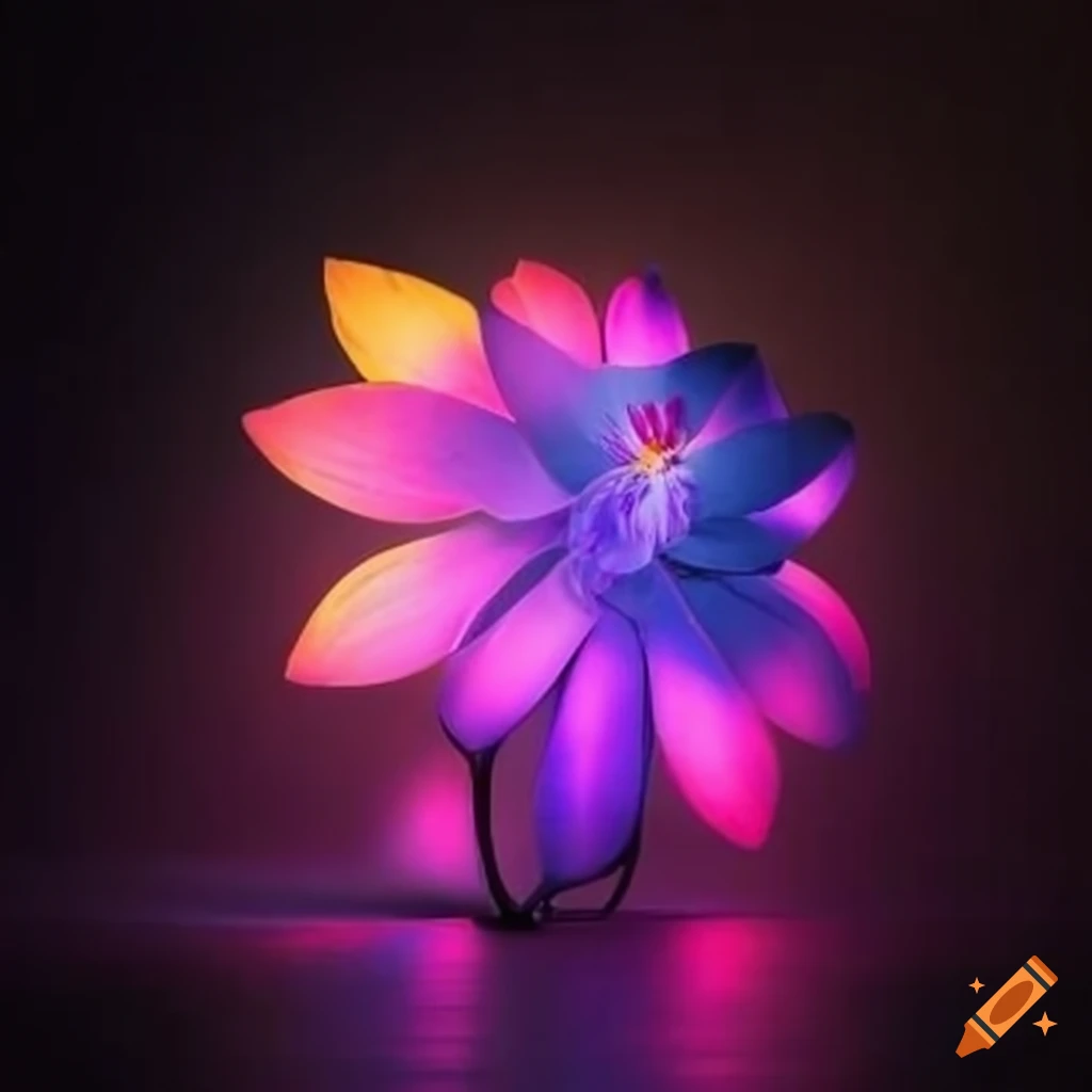 3 meter tall light installation of a flower on Craiyon