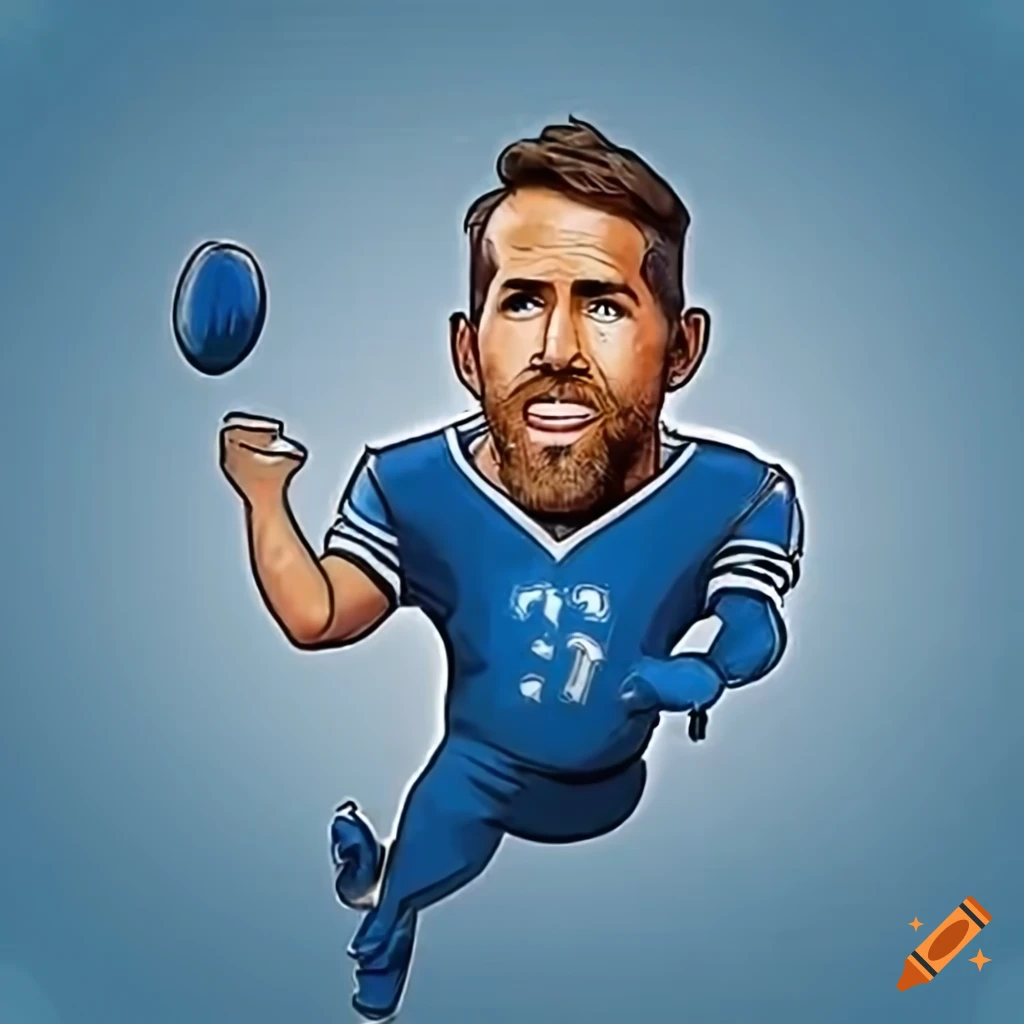 Cartoon depiction of ryan reynolds wearing a detroit lions football ...