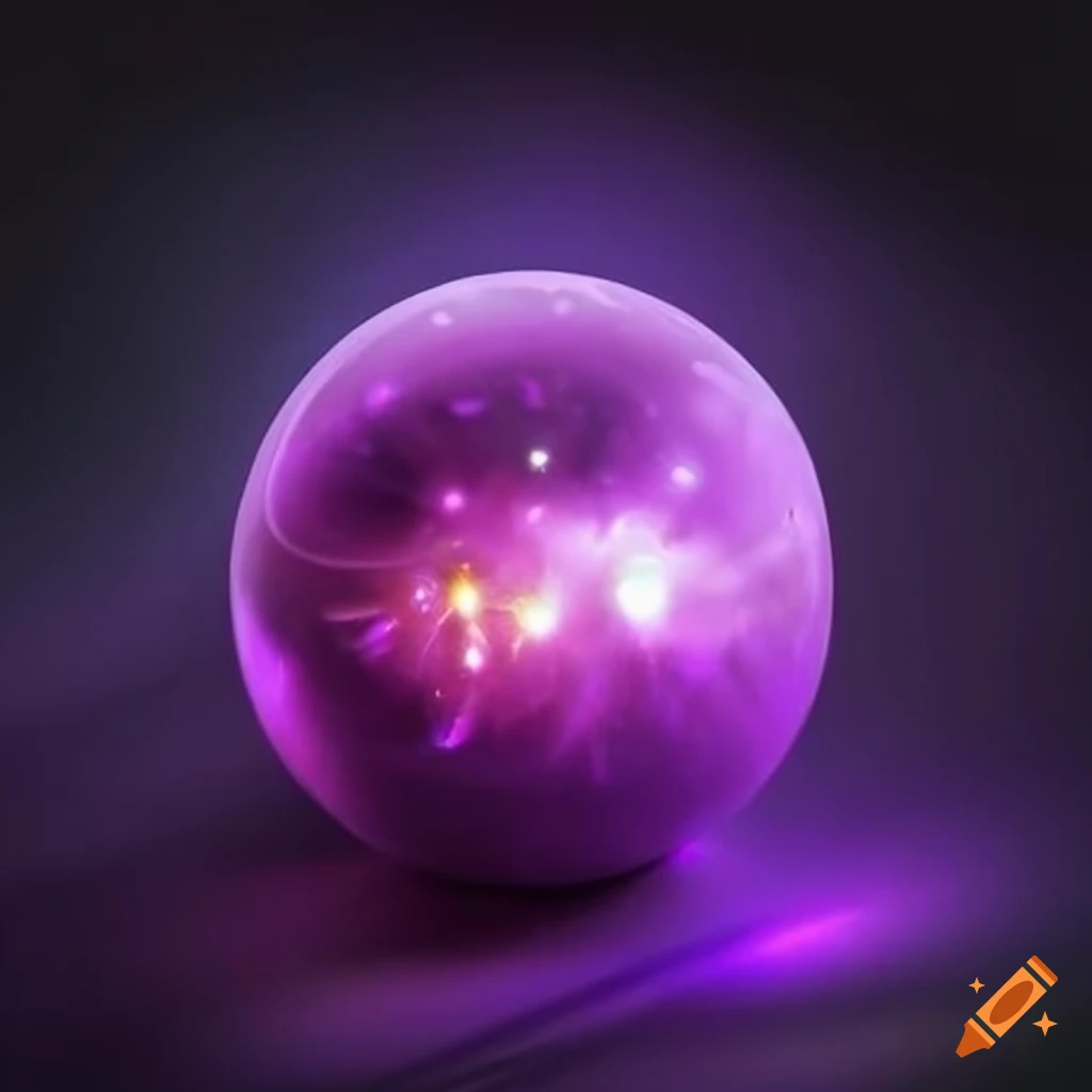 Glowing purple magic orb with elven inscriptions on Craiyon