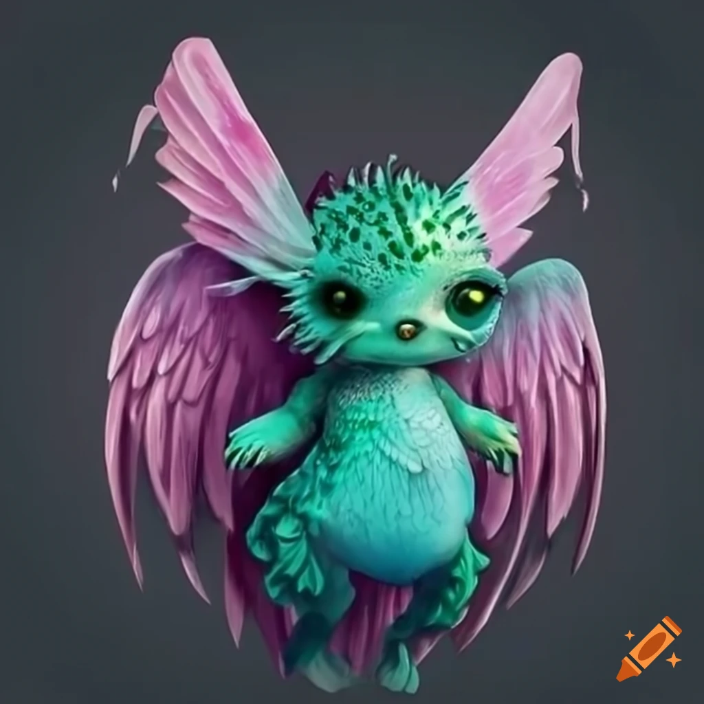 Tiny cute fantasy creature with wings on Craiyon