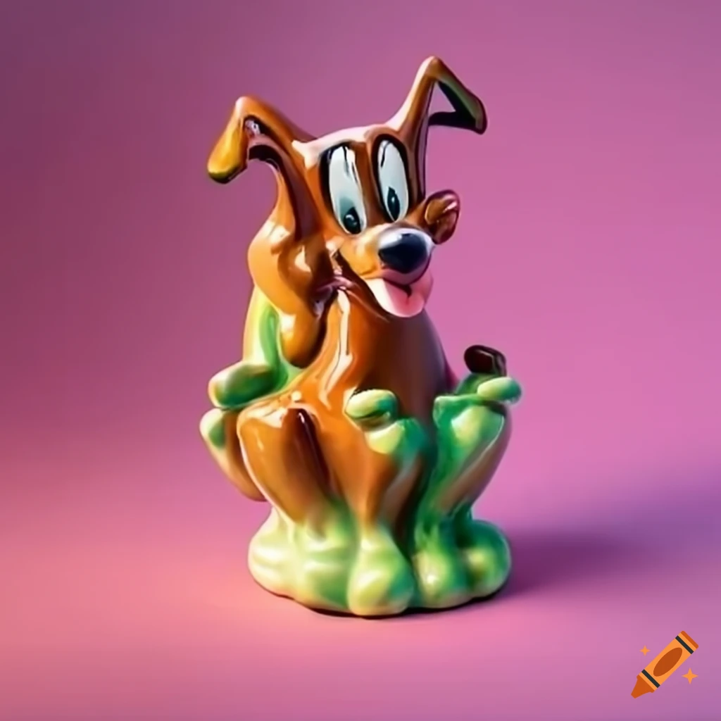 Three ceramic dogs playing in a park with a looney tunes style on Craiyon