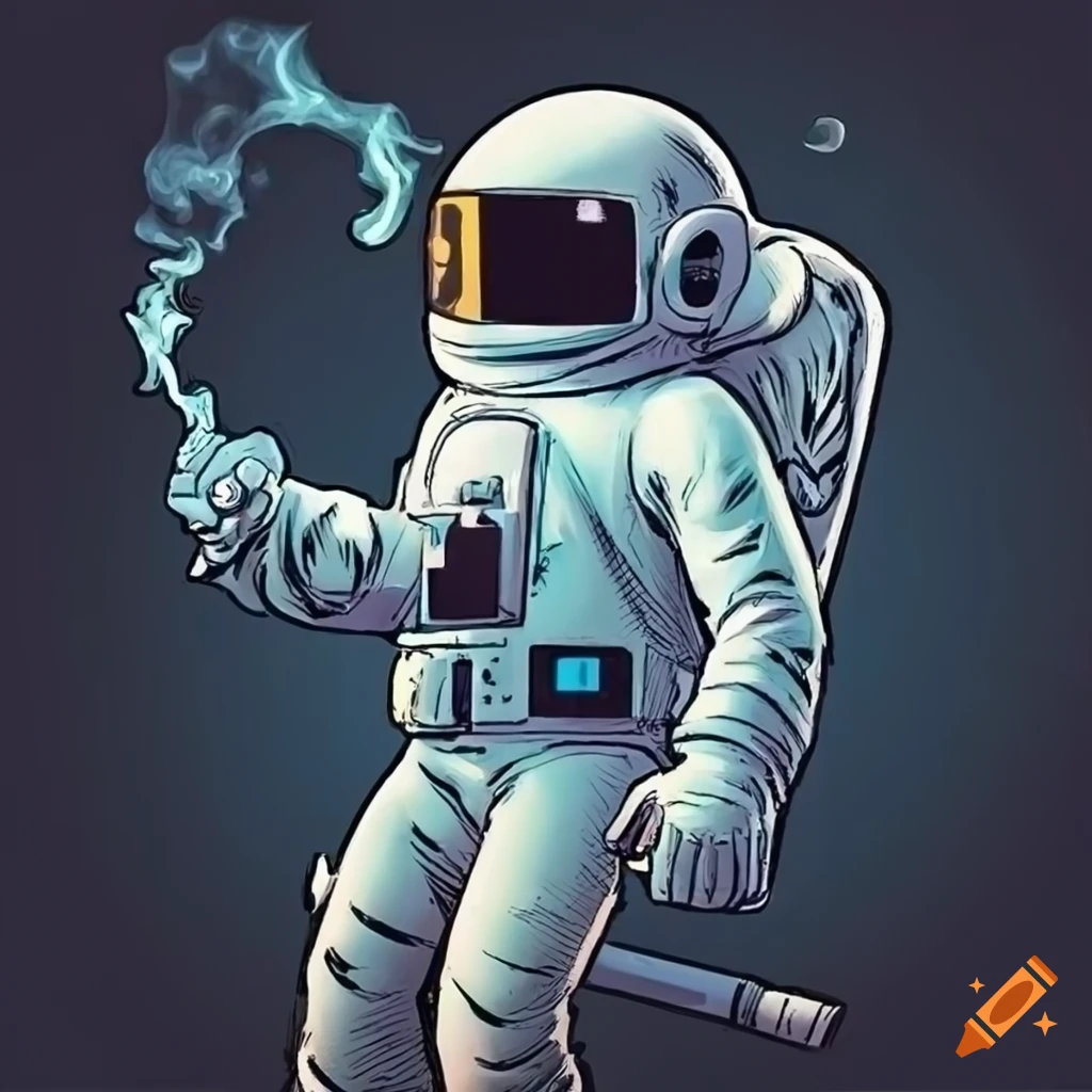 Comic spaceman smoking weed on Craiyon
