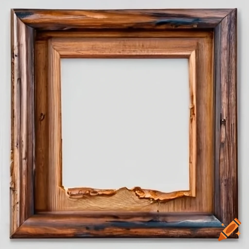 Square picture frame made from melting old wood on Craiyon