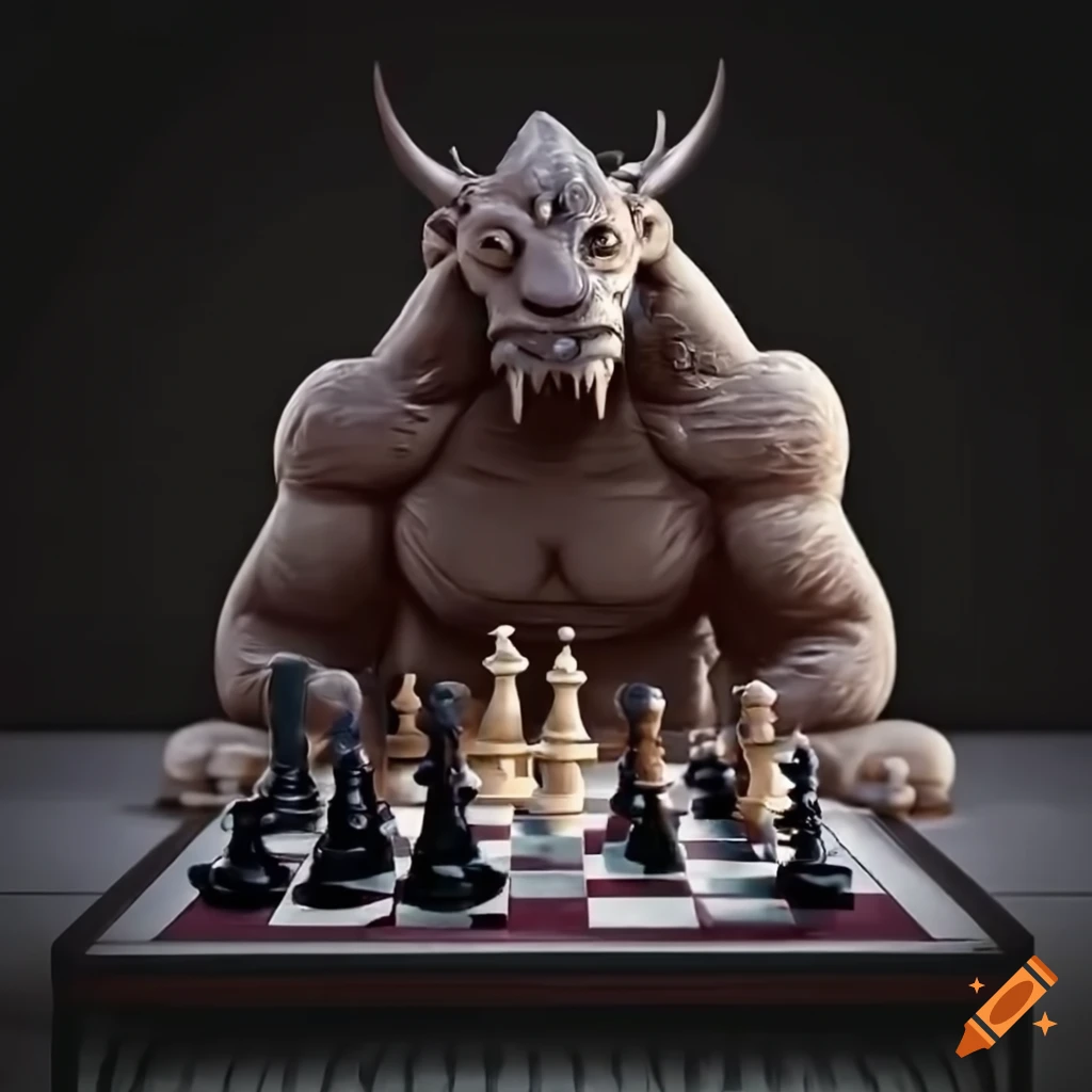 Beast playing chess on Craiyon