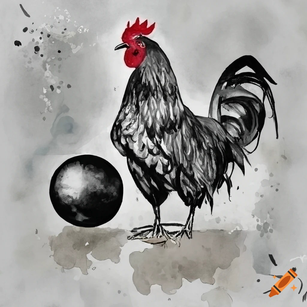 Rooster bowling in a new yorker style black and white illustration on ...
