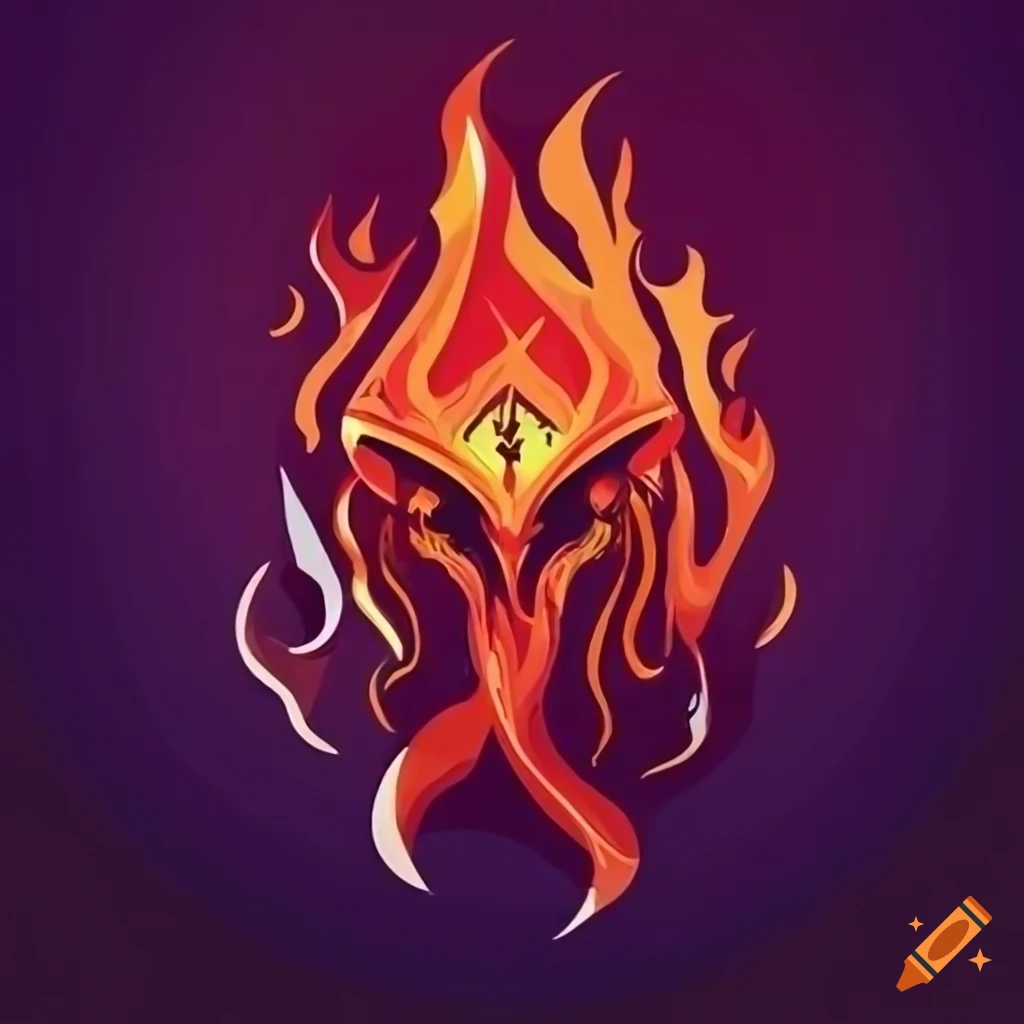 Arcane runic fire god epic logo illustration in vector format on Craiyon