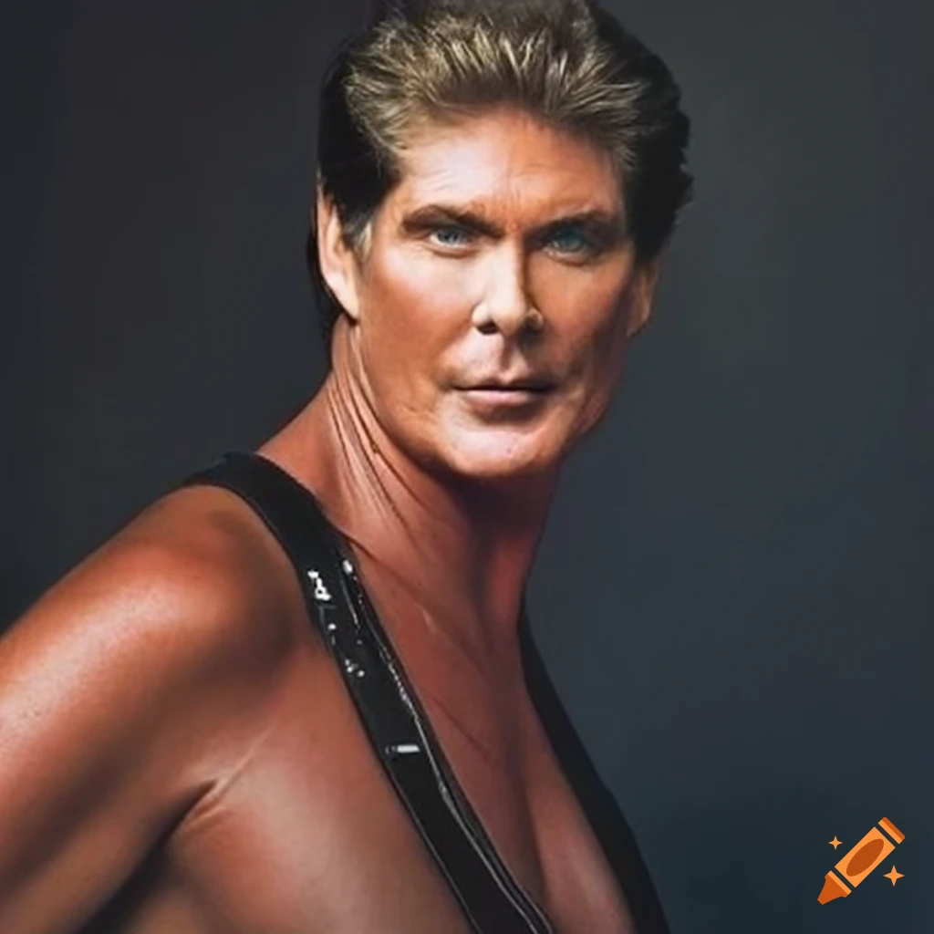 David Hasselhoff posing for an album cover in stylish attire on Craiyon