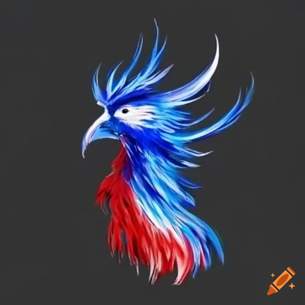 Beautiful high definition side view of a blue, white, and red phoenix ...