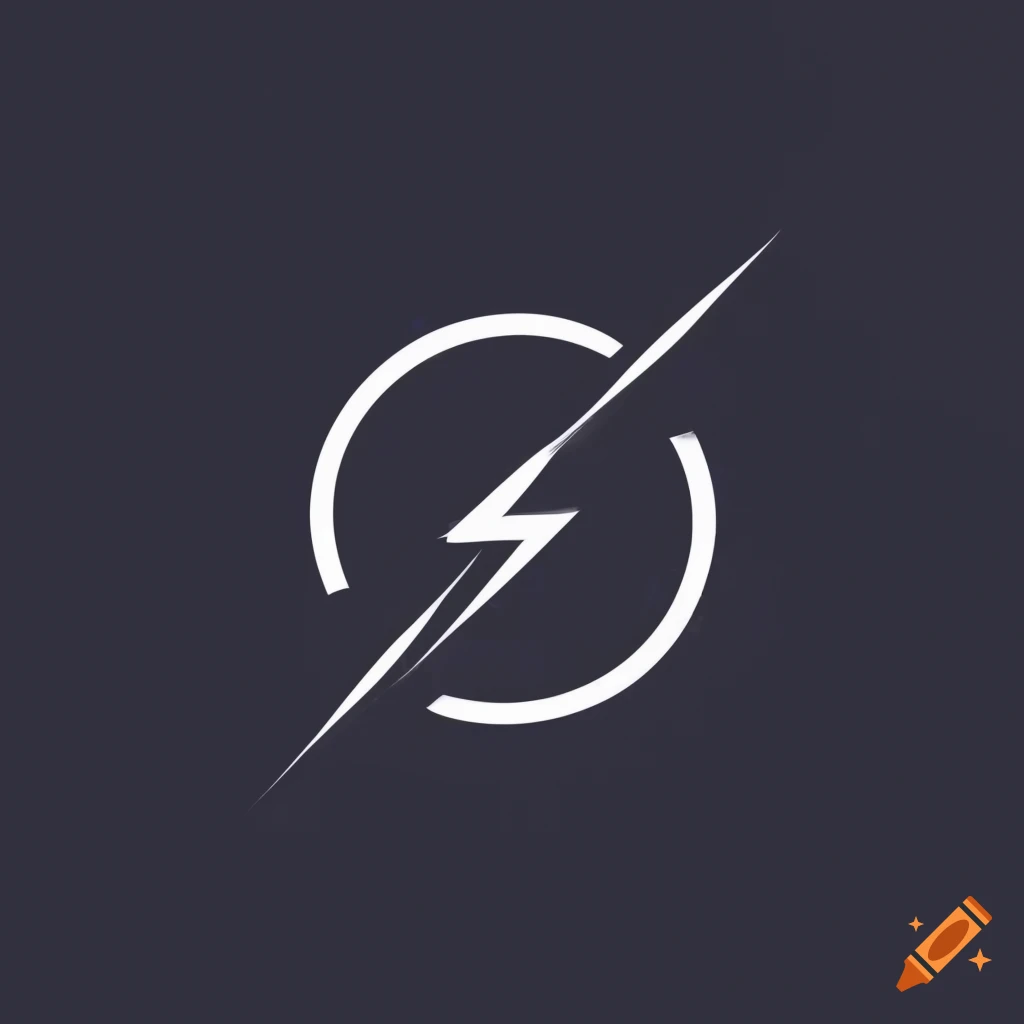 Bolt inside a circle simple logo design on Craiyon