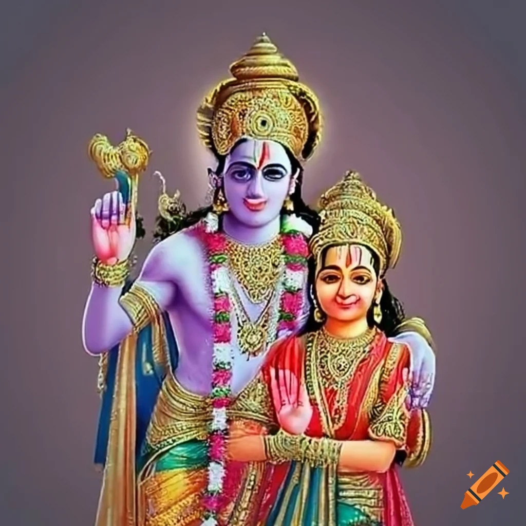 Lord Ram and Sita at Ayodhya Ram Mandir on Craiyon