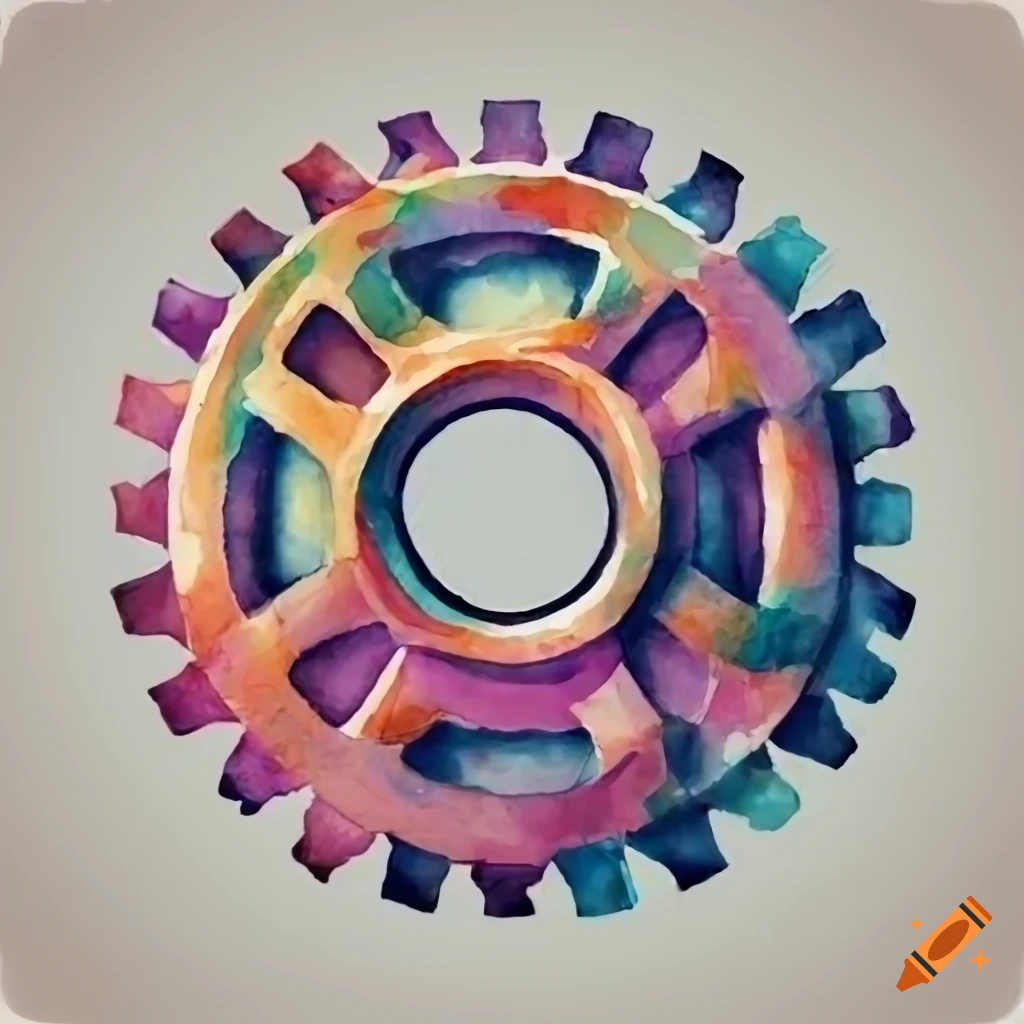 Cogwheel in watercolor art style on Craiyon
