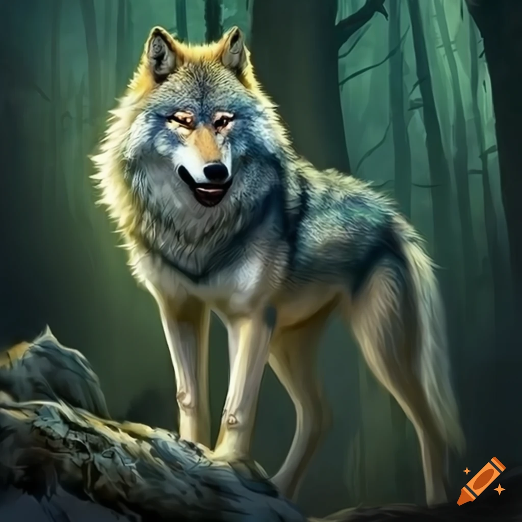 Wild wolves in a fantasy setting on Craiyon
