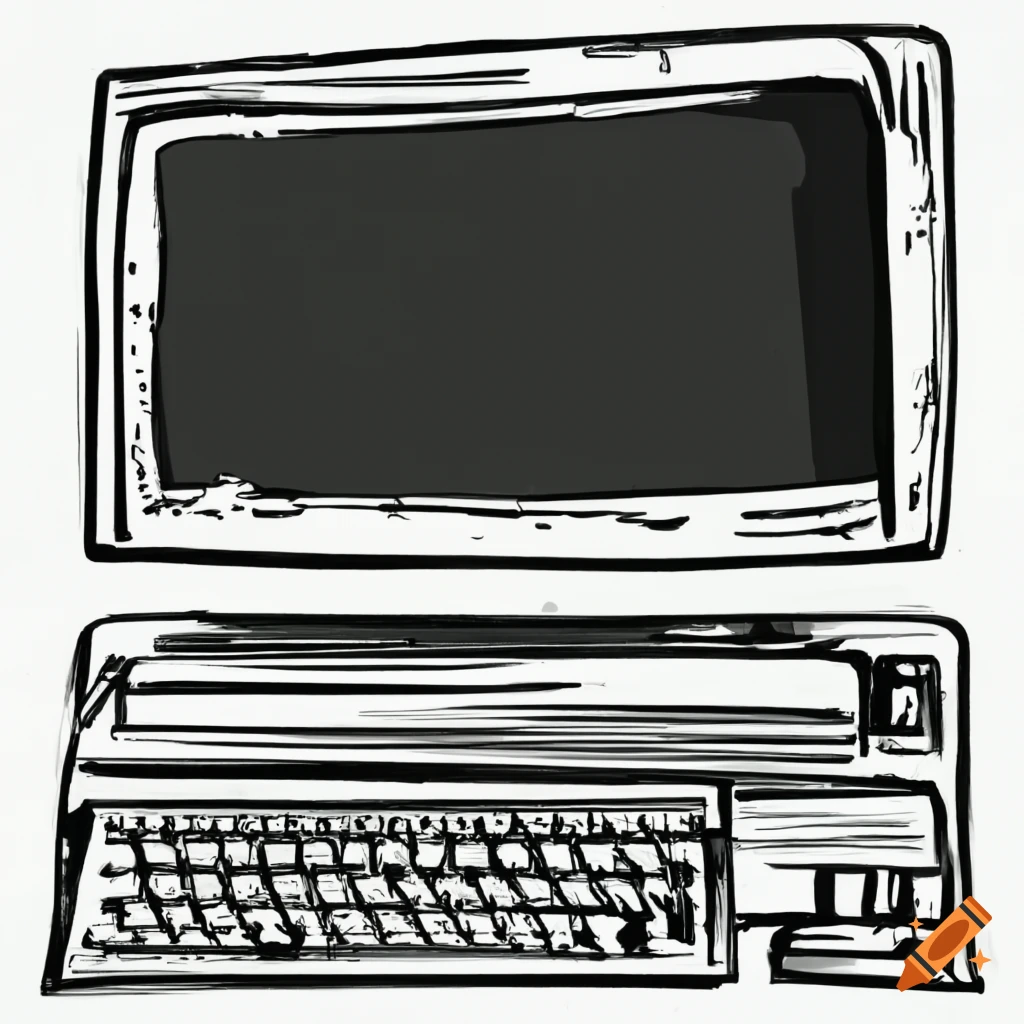 Cartoon drawing of a 1980's computer with 'byte me' on the screen on ...