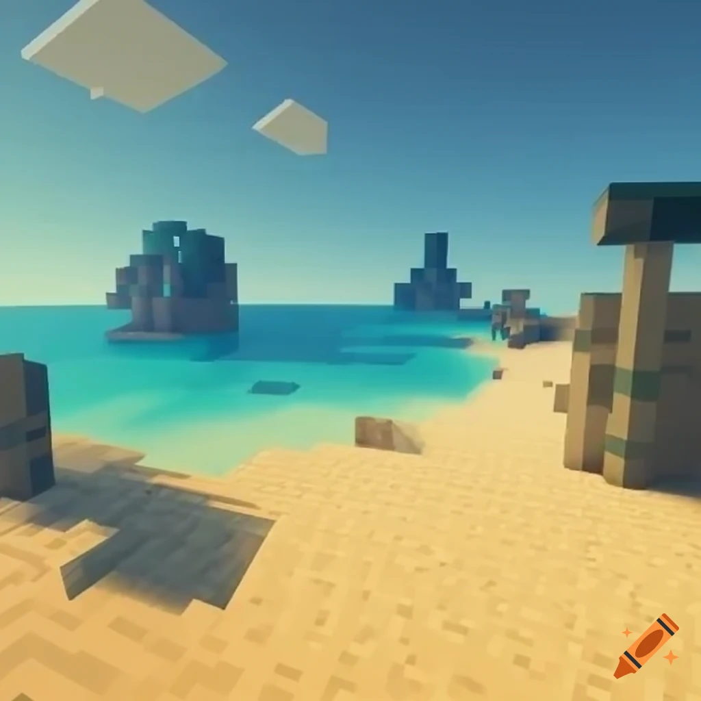 Minecraft beach scene on Craiyon