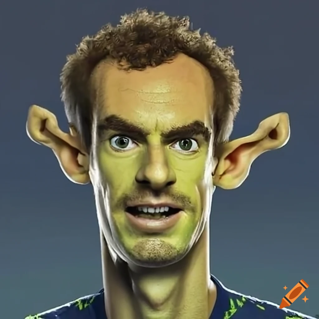 Artistic mashup of Andy Murray and Shrek characters on Craiyon