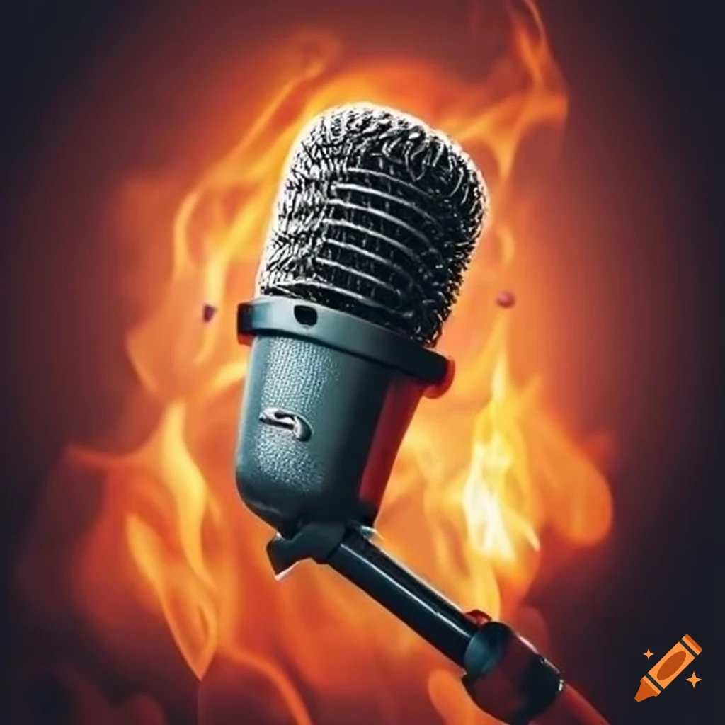 Microphone on fire on Craiyon