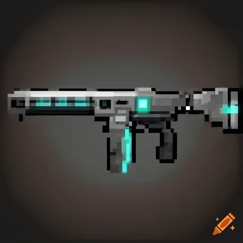 Pixel art concept of sci-fi pistol and carbine with laser sight on Craiyon