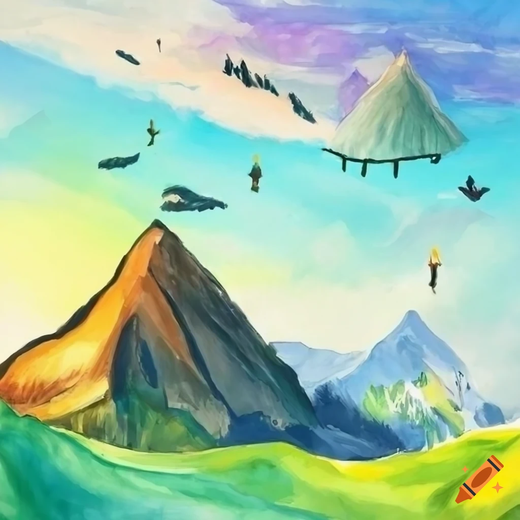 Mountain kids drawing on Craiyon