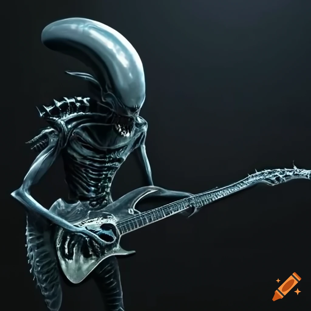 Xenomorph-inspired guitar on Craiyon