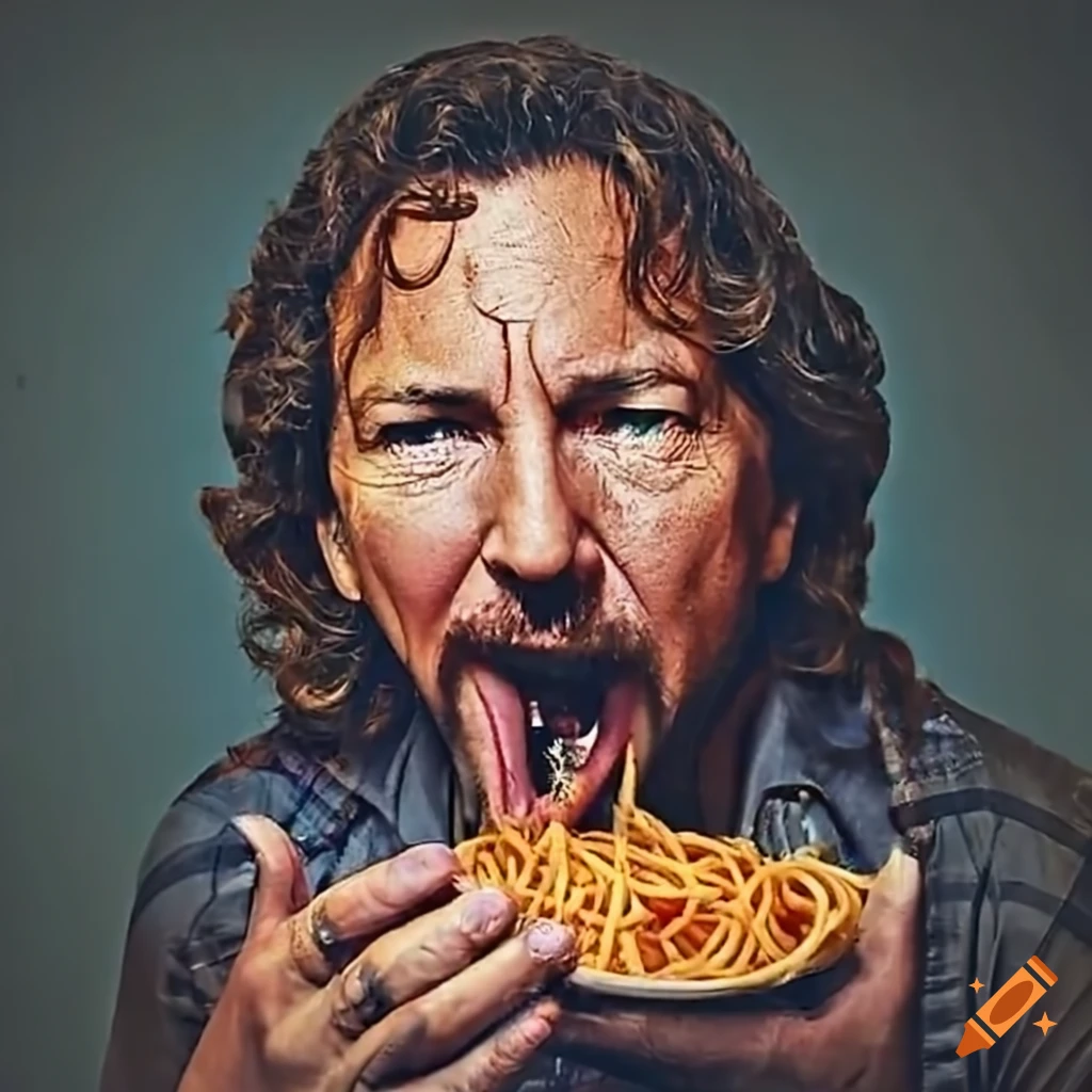 Eddie Vedder Enjoying Spaghetti On Craiyon