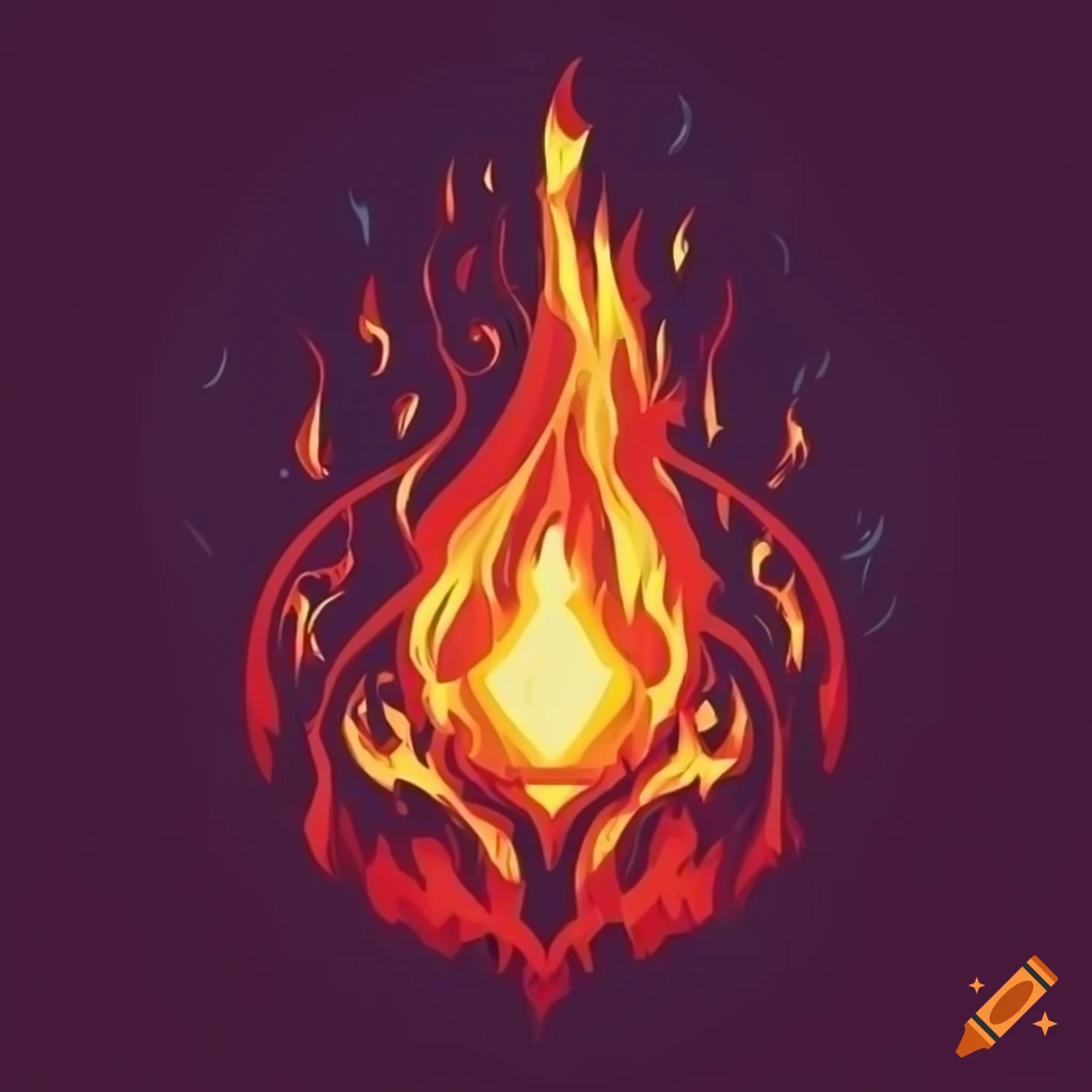 Arcane runic fire god epic logo illustration in vector format on Craiyon